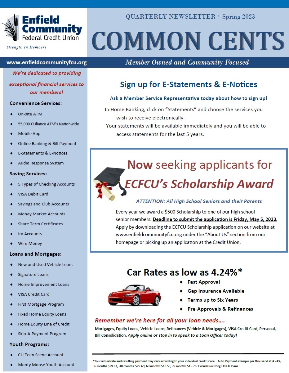 Newsletters | Enfield Community Federal Credit Union